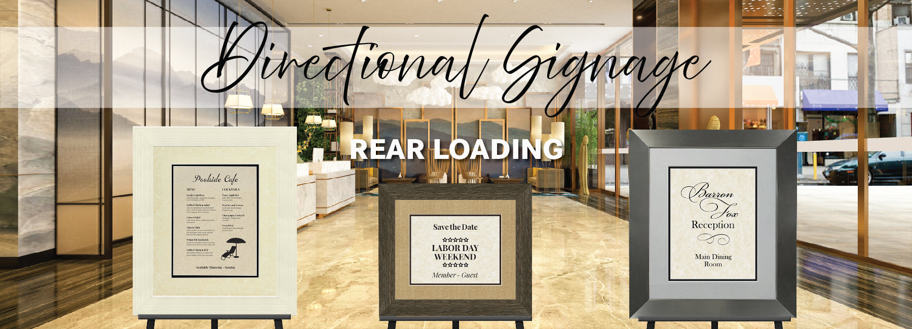 Directional Signage Back Loading Frames - Hospitality Frames